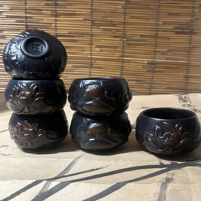 紫陶荷塘主人杯功夫茶杯茶具个人专用单杯陶瓷品茗杯大容量茶碗