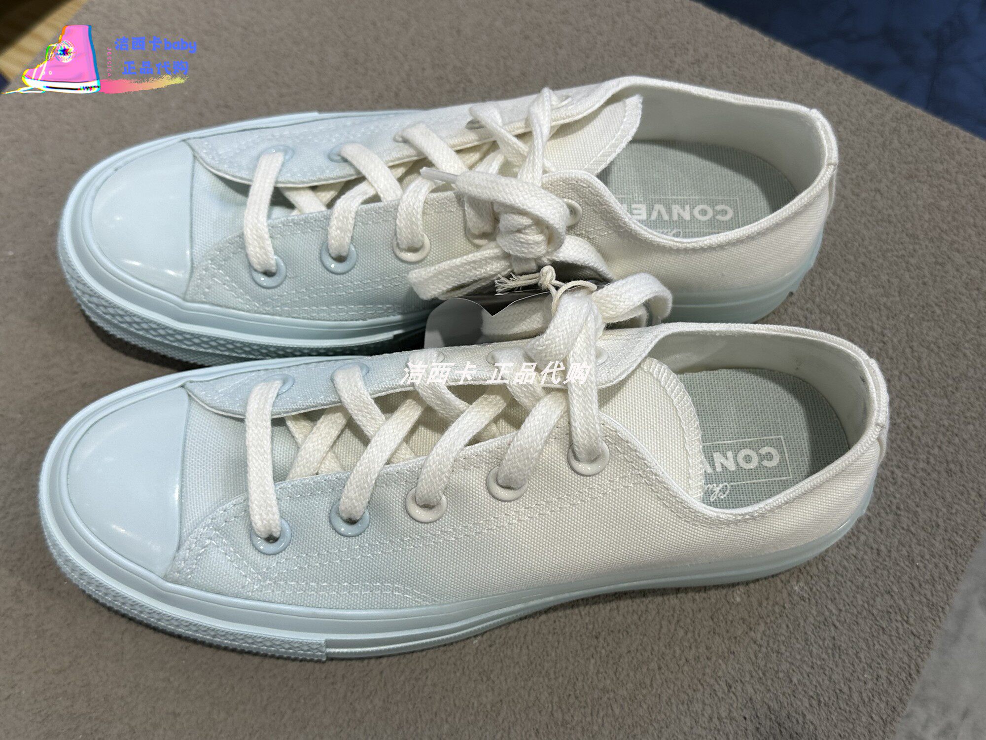正品converse匡威 1970S渐变水晶底海盐蓝低帮帆布鞋 A07087C_虎窝淘