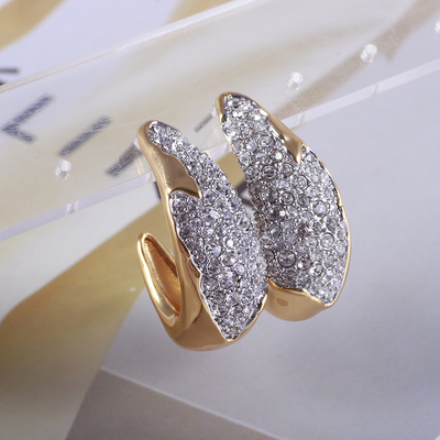 几何水滴C形微镶闪钻拼色耳环