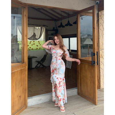 晨露玫瑰 夏季碎花气质温柔甜美优雅遮肉显瘦设计包臀连衣裙G181