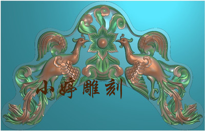 石材雕刻图石雕墓碑帽头双凤精雕图图凤碑头翘角浮雕图雕刻灰度图