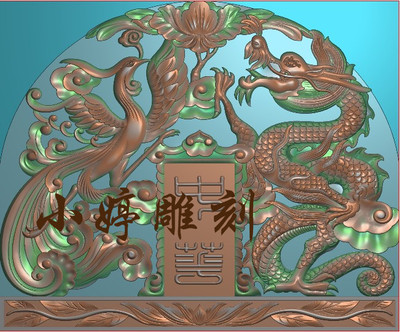 石材雕刻图石雕墓碑帽头龙凤精雕图图盘凤碑头翘角浮雕图雕刻BMP