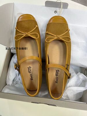 Zach Peng春季法式复古风蝴蝶结一字扣玛丽珍鞋女软底芭蕾舞单鞋