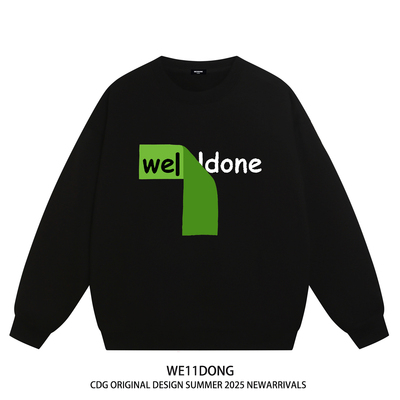 WE11DONE重磅宽松加绒圆领卫衣