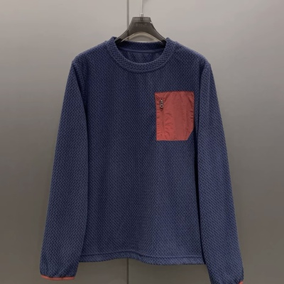 运动波浪圆领口袋抓绒户外卫衣女A3020