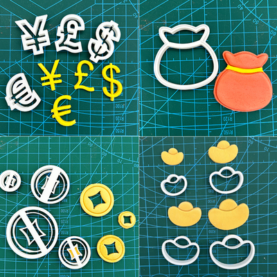 新年春节铜钱元宝福袋钱币符号切模翻糖蛋糕烘焙装饰模具