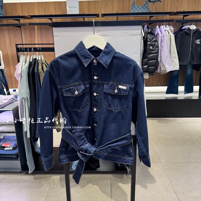 CKJeans系带翻领牛仔外套