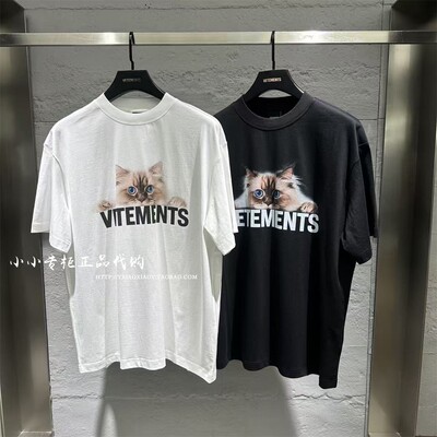 VETEMENTS维特萌猫咪印花短袖T恤