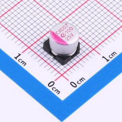 250AVCA101M0606E43 贴片型铝电解电容 25V 100UF 红字 贴片 SMD,