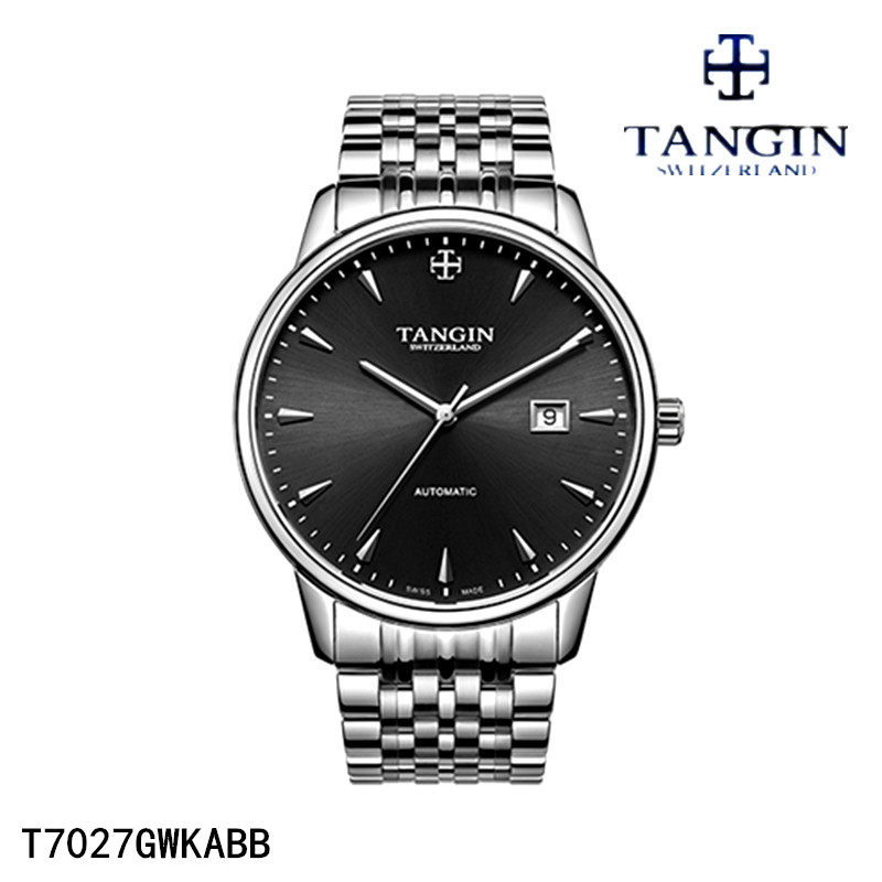 正品tangin天珺男表全自动男士机械手表商务蓝宝石圆形日历7027_虎窝淘