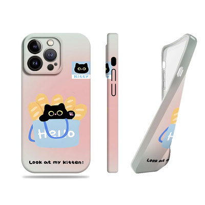 苹果17promax猫咪面包鱼菲林情侣手机壳适用苹果华为真我GT7荣耀200PROOPPOK12XFINDX7ULTRA一加ACE5竞速版