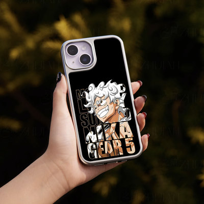 五档路飞手机壳大孔电镀黑框碳纤维二合一玻璃适用苹果17promax华为PURA80PROPLUSP60PRO小米15PRO