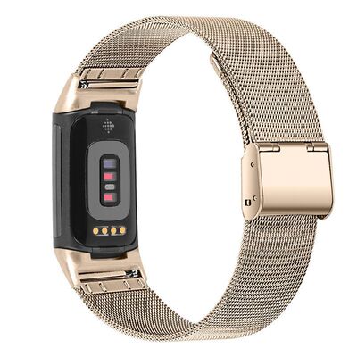 适用fitbit charge5/6不锈钢手表带 charge2/3/4卡扣米兰手表带