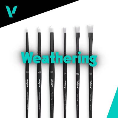 文华vallejoAV高达手办军模型上色旧化圆头笔平笔Weathering