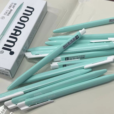 韩版慕娜美高颜值圆珠笔0.7mm三角形杆按动笔油笔莫兰迪色手帐笔