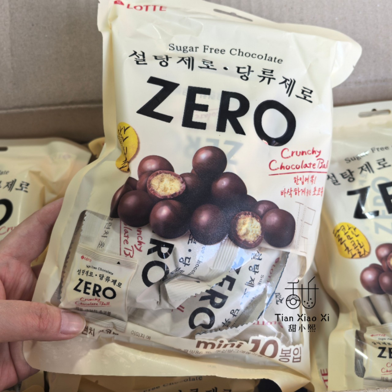 韩国进口乐天ZERO巧克力豆麦丽素脆球夹心小零食