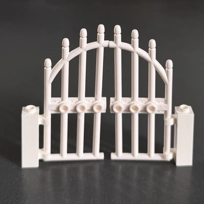 国产小颗粒配件MOC栅格门42448中古世纪城堡花园栅栏大门零件白色