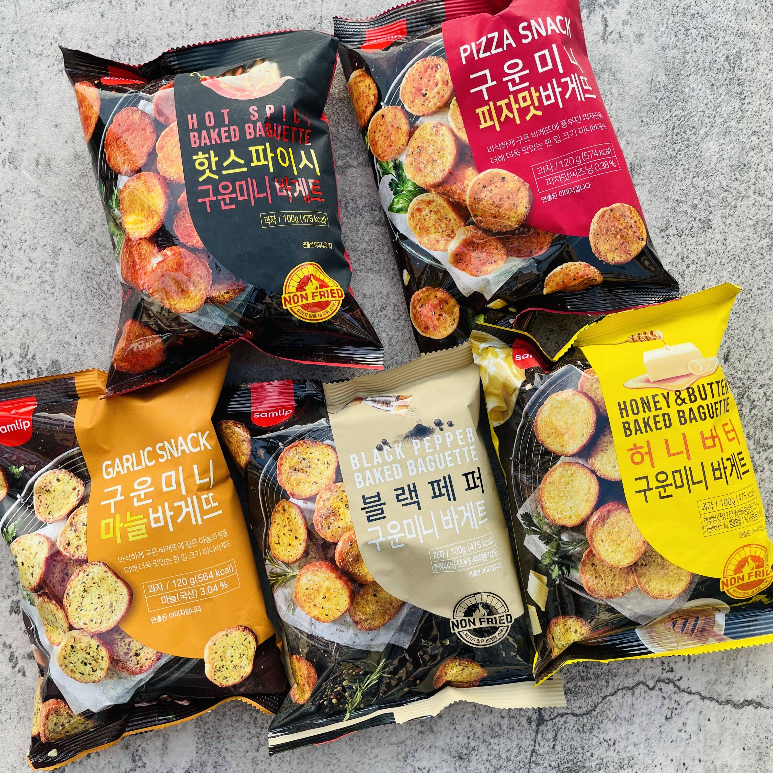 samlip garlic snack韩国经典法式蒜香味面包干饼干薄饼120g_虎窝淘