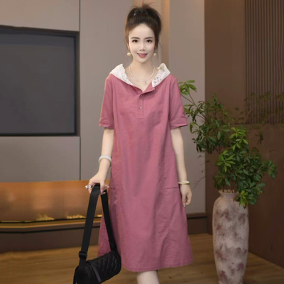 5809夏季新款女流行时尚潮牌女漂亮出片衣服连帽气质大方连衣裙