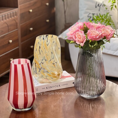 棱光/花瓶欧式鲜花彩色玻璃花养客厅插花百合餐桌花瓶