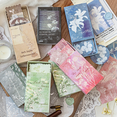 叶间流光烫银凹印火柴盒便签贴纸