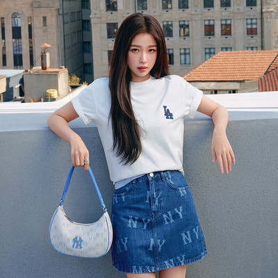 MLB男女NY复古老花T恤情侣短袖