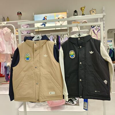 阿迪达斯儿童棉马夹针织加绒卫衣