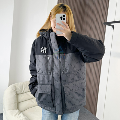 MLB钻石老花拼接连帽运动羽绒服