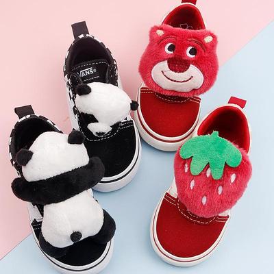儿童草莓熊板鞋软底休闲鞋扣
