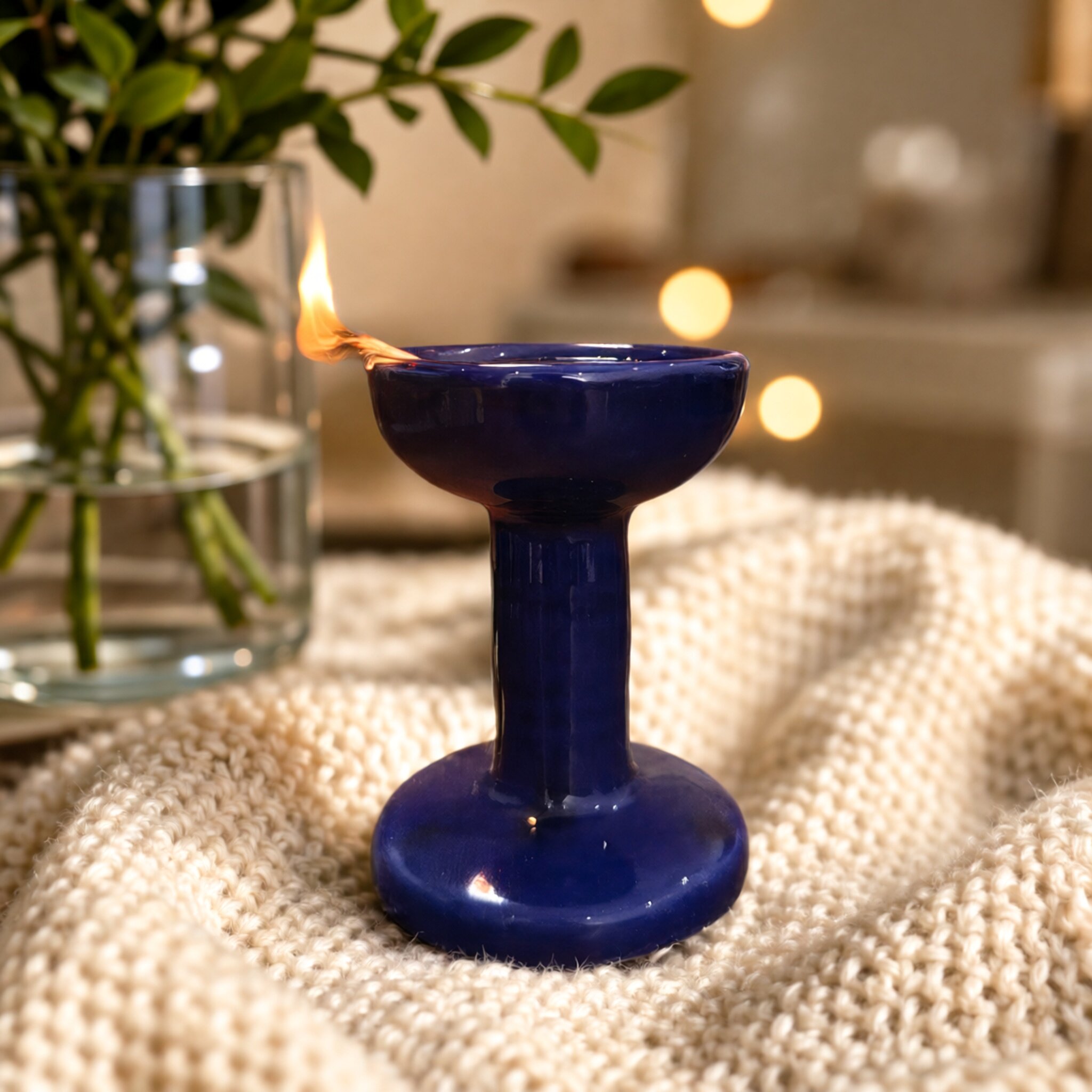 复古纯手工酥油灯怀旧煤油灯柴老式陶瓷瓦灯土陶烛台供佛老式油灯