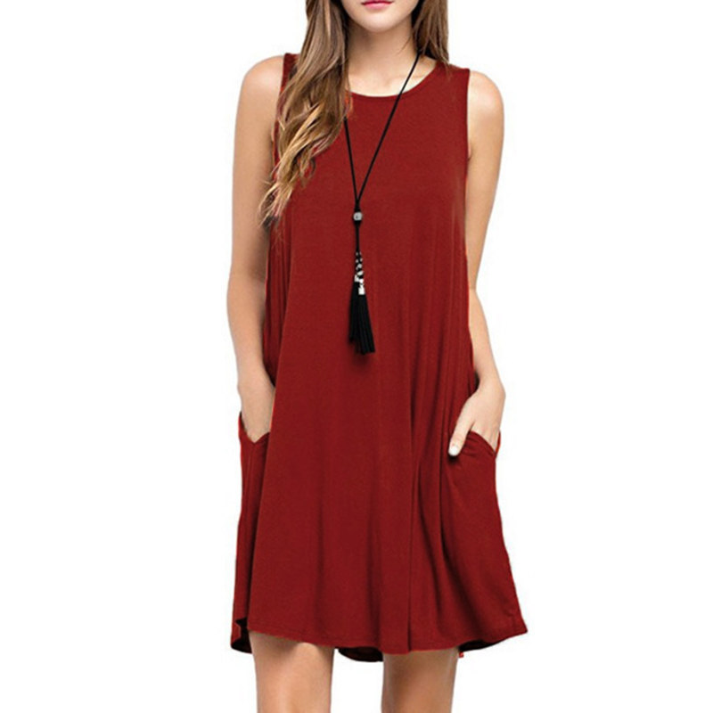 Buy Simple Girl dress Summer new pure color Vest dress on ezbuy SG