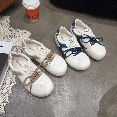 1166春季新品女丑萌双鞋带拼色内增高轻便舒适德训小白鞋潮