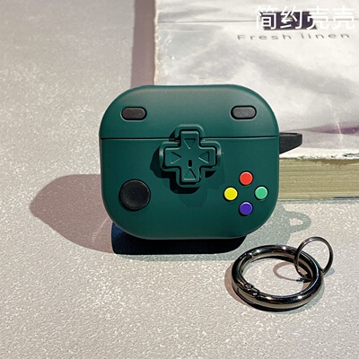 创意游戏机锁扣开关适用airpodspro3无线蓝牙耳机保护套苹果airpods4代防丢防摔airpods1235代pro2新款耳机壳