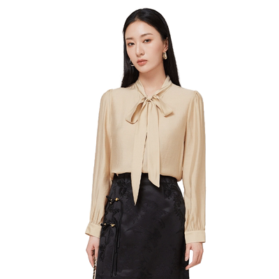 ivykki优雅长袖蝴蝶结衬衫