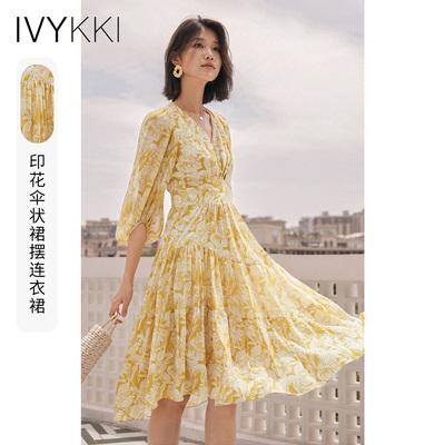 ivykki时尚碎花连衣裙