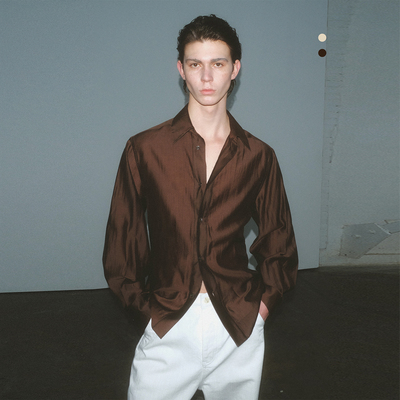 SouthStudio衬衫长袖男26夏新款收腰垂坠贴肤舒适双色翻领衬衣