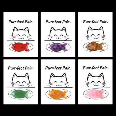 猫和鱼疗愈卡片系列水晶小鱼吊坠