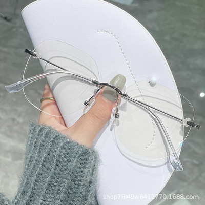 S31236ins风不规则无框平光镜抖音小红书爆款近视眼镜框一件