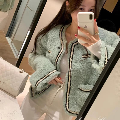 韩国小香风毛绒绒皮草外套