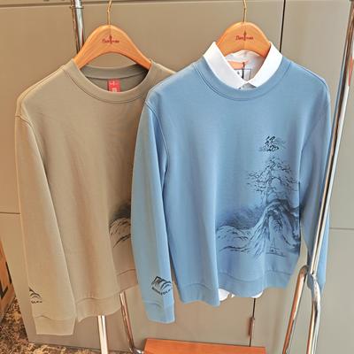 比音勒芬商场正品男士秋冬款卫衣长袖圆领打底衫T恤上衣383235634