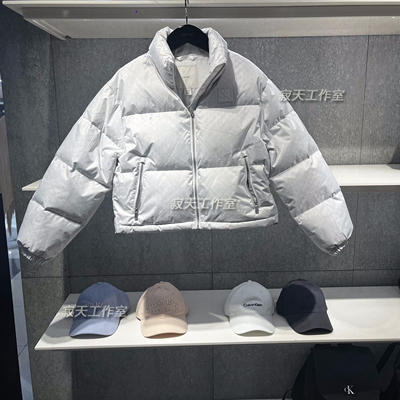 44D539G国内代购CK Jeans25秋冬女士老花满印立领短款面包羽绒服