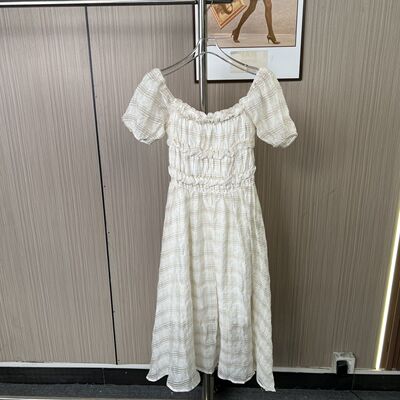 0057撤柜AL法式格子夏季新款显瘦连衣裙减龄收腰中长款裙子