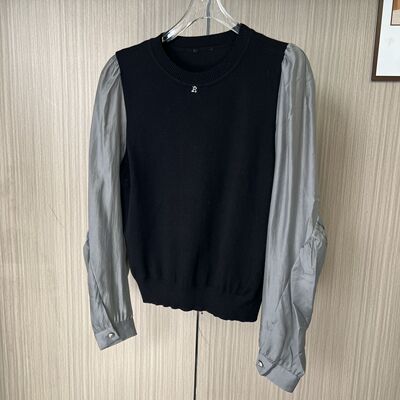 7331品牌撤柜剪标2026秋季新款修身版针织毛衣打底拼接上衣