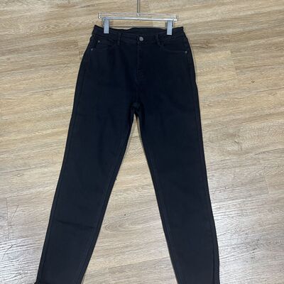 6422品牌撤柜秋冬款磨毛黑色牛仔裤
