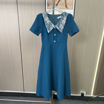 1034撤柜AL连衣裙法式短袖新款收腰娃娃复古女装气质裙子夏季