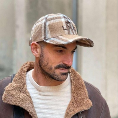 LXH Casquette tartan in camel 法国高端棒球帽羊毛尼刺绣大头围