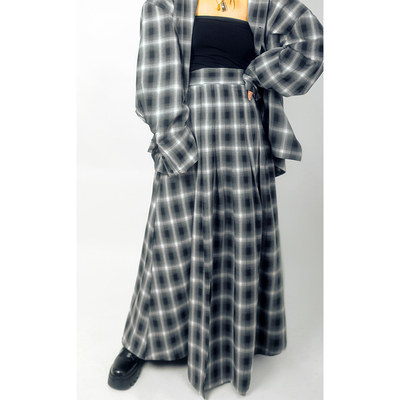 threeday超长复古开叉半身裙