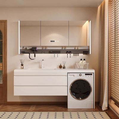 莫顿现代新款奶油风肤感一体盆浴室柜组合卫生间洗漱洗手台面洗脸