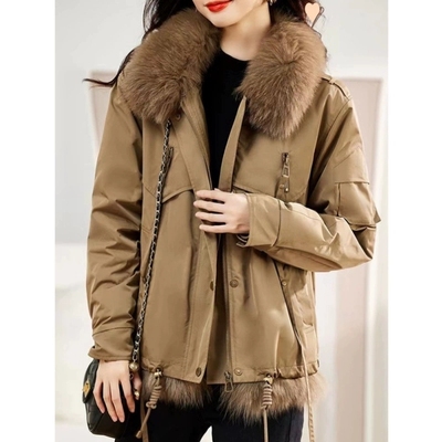 白鸭绒高端可脱卸派克服