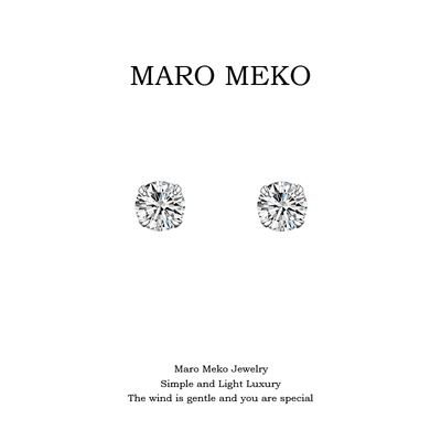 MaroMeko简约风圆形锆石耳钉
